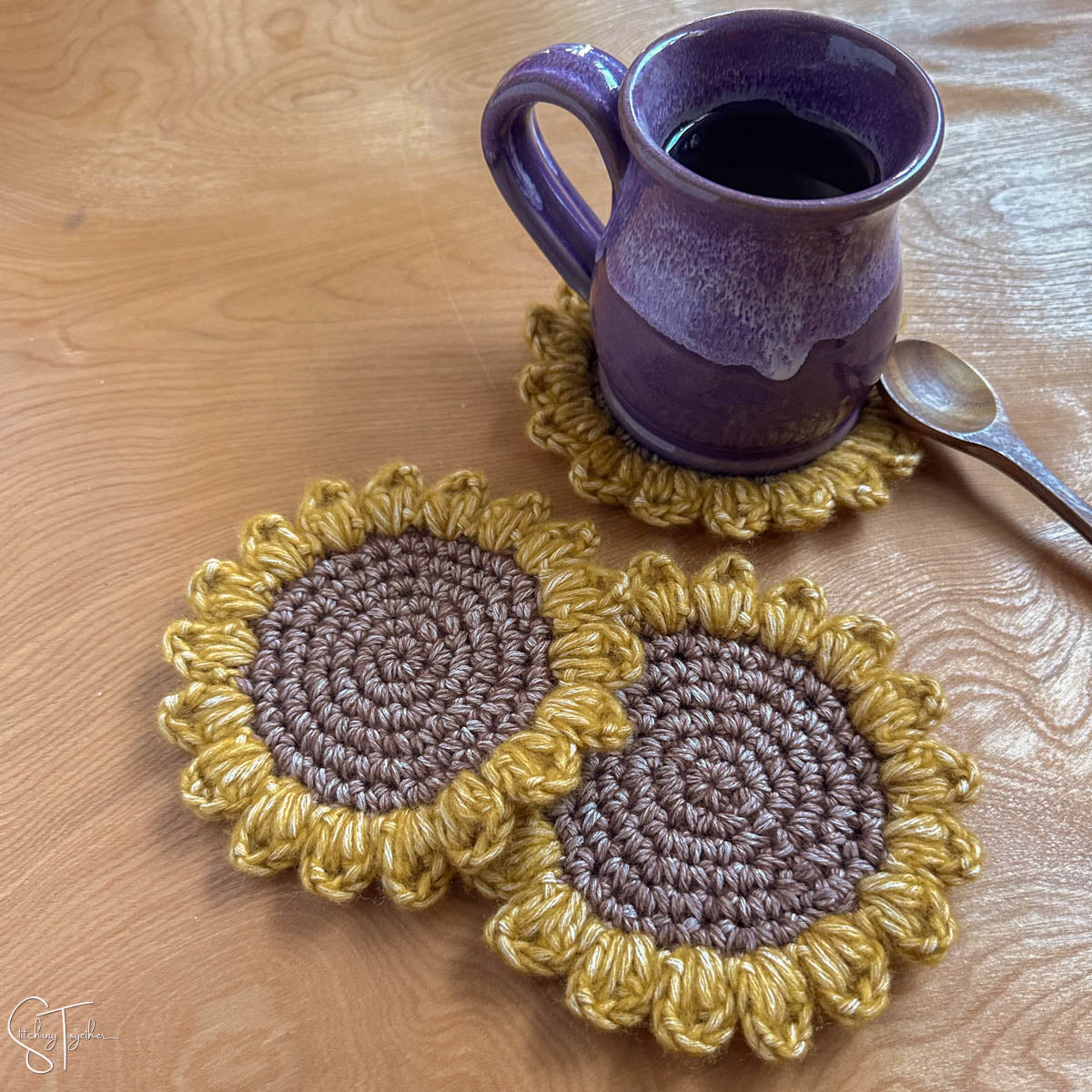 Sunflower Coaster Crochet Pattern – Stitching Together