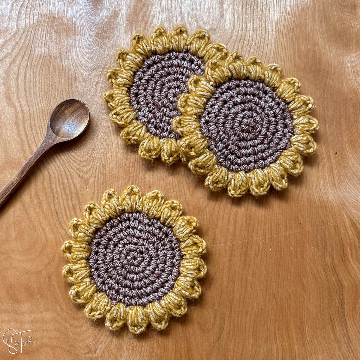 Sunflower Coaster Crochet Pattern – Stitching Together